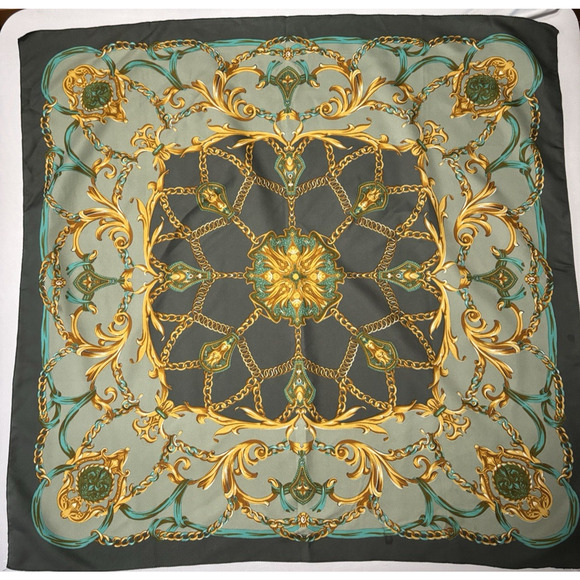 Unbranded | Accessories | Vintage Green Gold Scarf Paris Colorful Bold ...